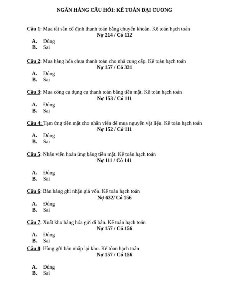 Ngan Hang Cau Hoi - KTDC | PDF
