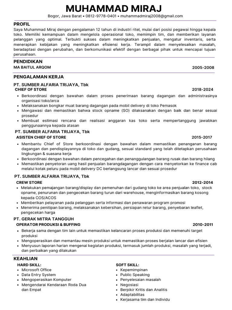 CV Muhammad Miraj | PDF