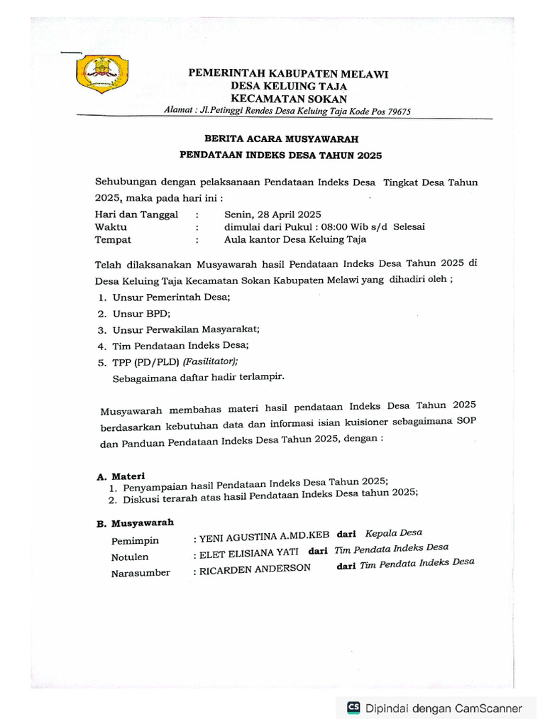 Ba Indeks Desa Keluing Taja | PDF