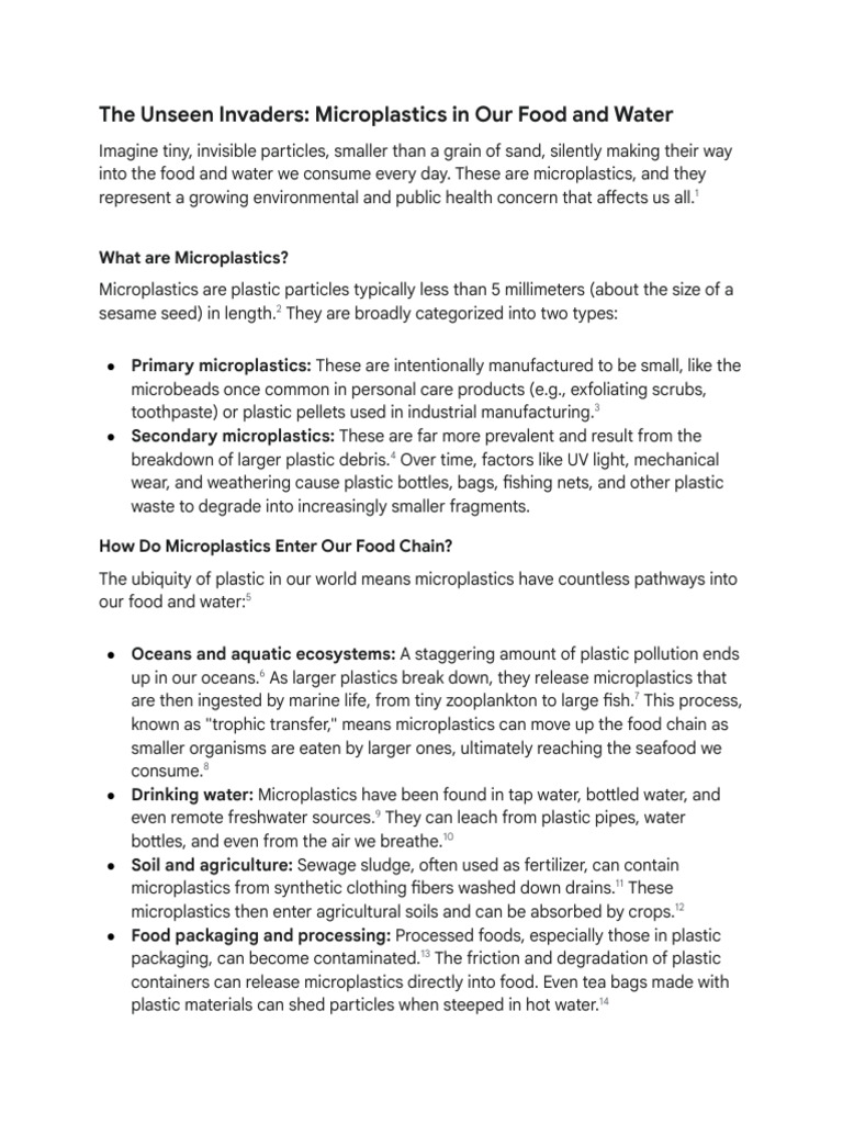 The Unseen Invaders - Microplastics in Our Food and Water | PDF | Earth ...