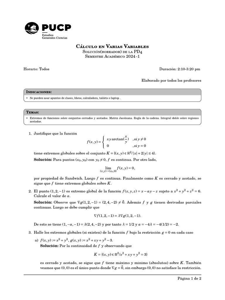 PD4 Solución | PDF | Integral | Ecuaciones