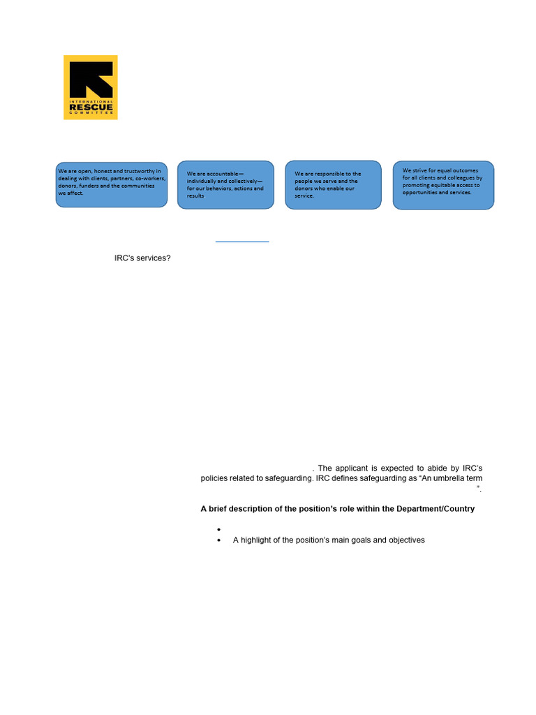 IRC - Health Counselor MHPSS-STW Re-advertisementDL 14 June25 | PDF