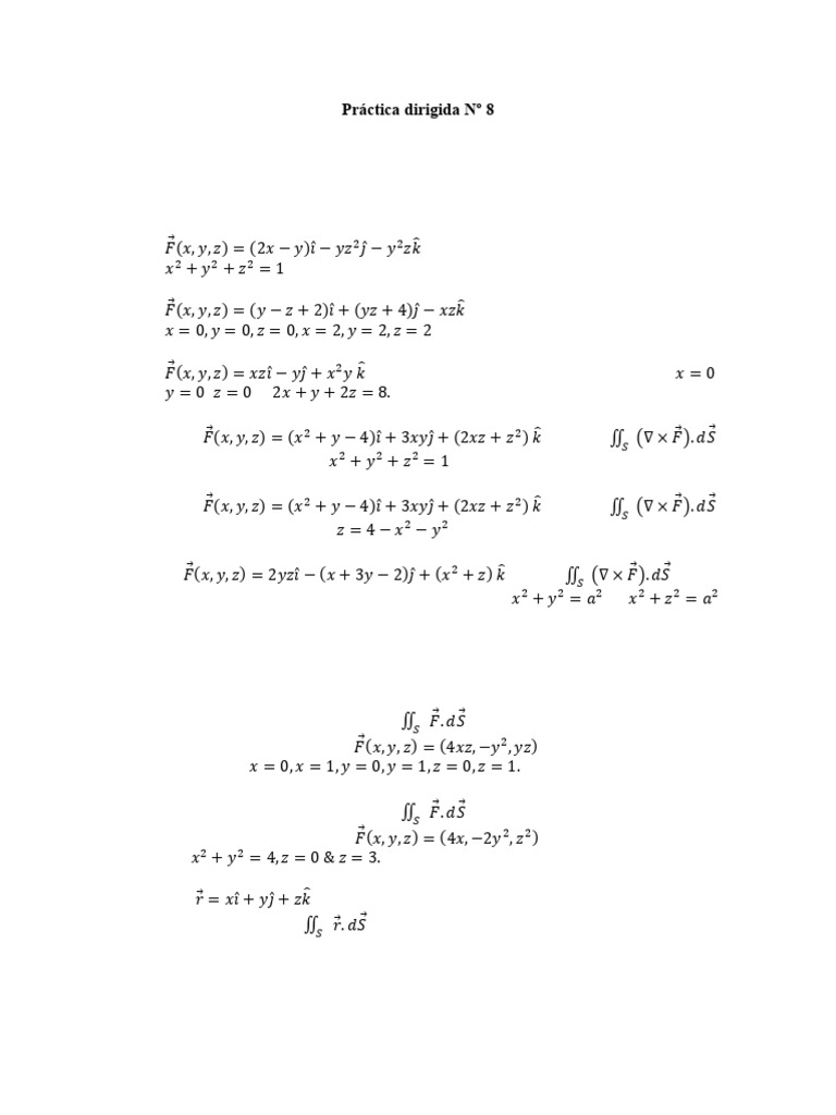 Tarea #8 Calculo Multivariable | PDF | Divergencia | Esfera