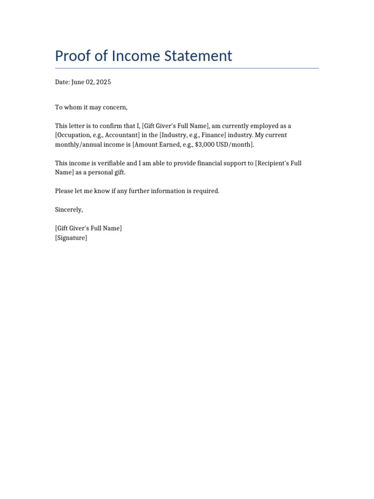 Proof of Income Verification Letter | PDF