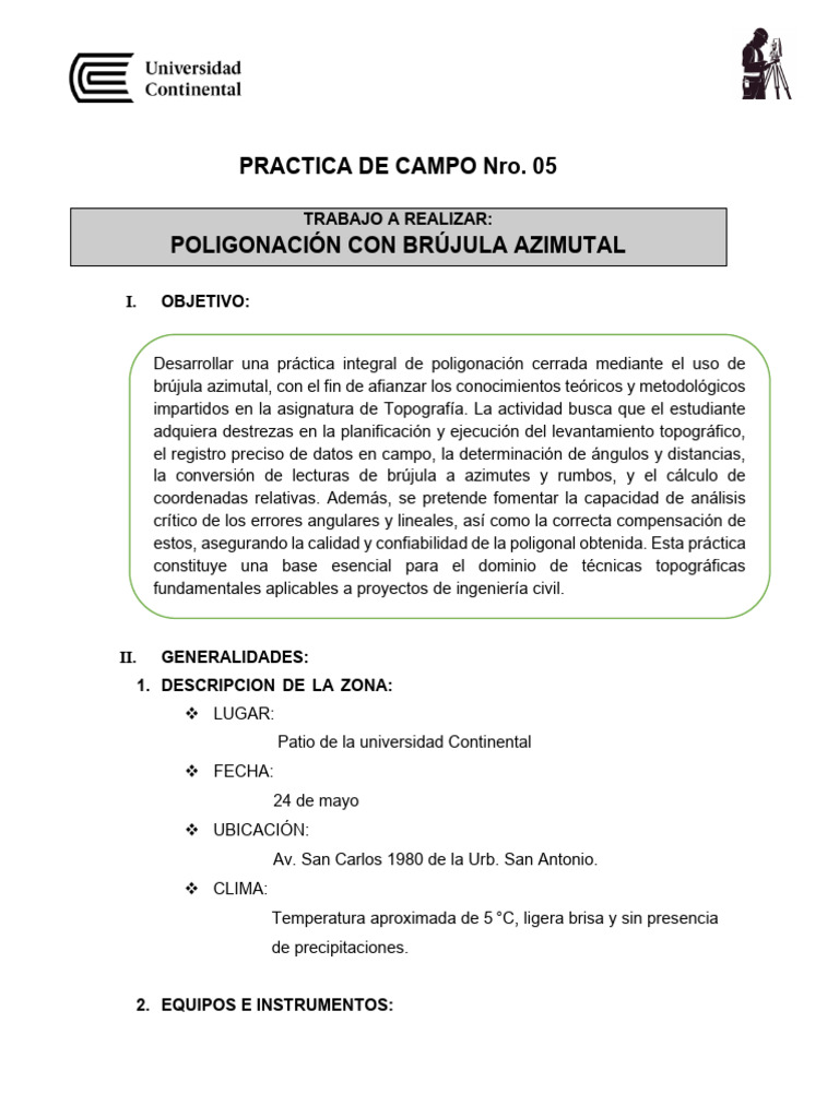Informe de Brujula Azimutal Practica 5 | PDF | Medición | Azimut
