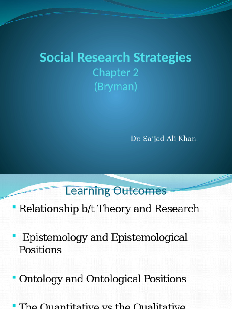 Lecture-Social Research Strategies | PDF | Theory | Epistemology
