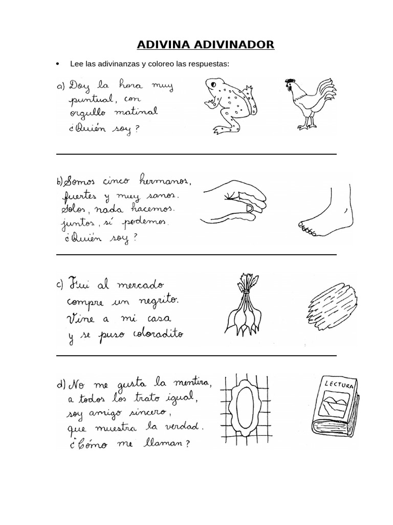 Adivina Adivinador y Palabras Que Riman | PDF