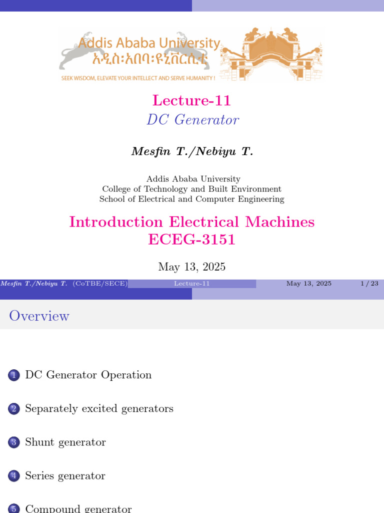 Introduction To Electrical Machines Lecture - 11 | PDF | Electric Generator | Electricity