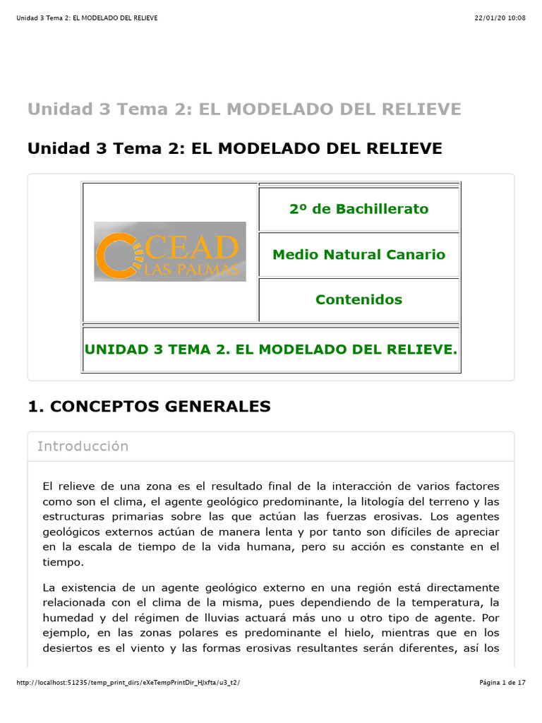 Unidad 3 Tema 2: El Modelado Del Relieve | PDF | Erosión | Meteorización