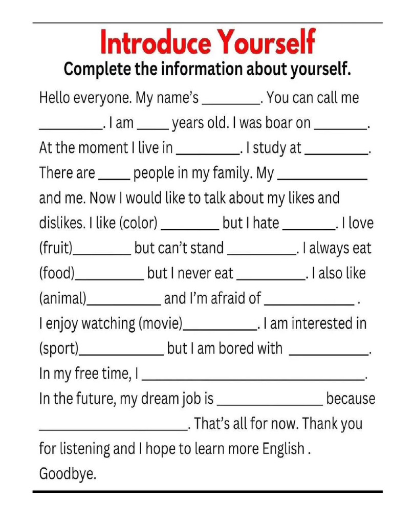 Self Introduction | PDF