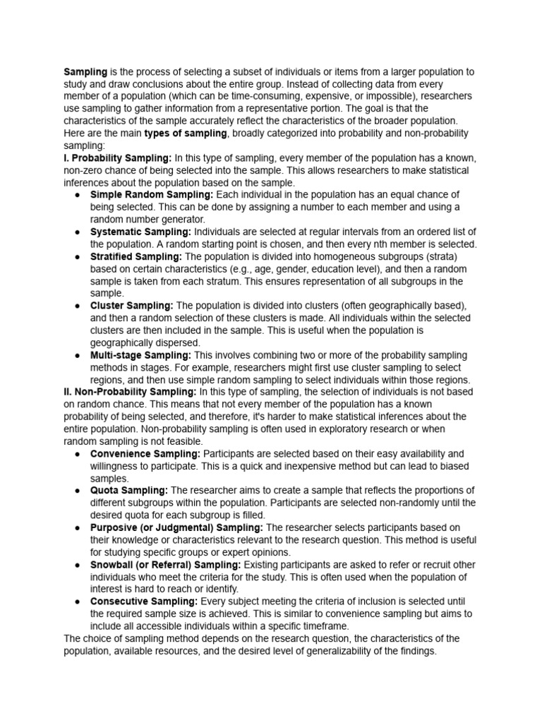 What Are Samplings What Are Its Types | PDF | Sampling (Statistics ...