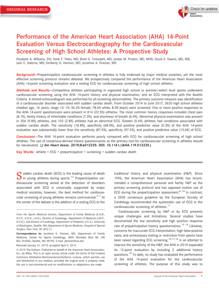 Performance of The American Heart Association (AHA) 14-Point | PDF ...