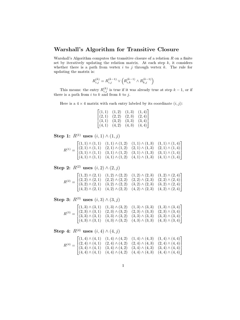 Warshall's Algorithm Explained | PDF | Discrete Mathematics ...