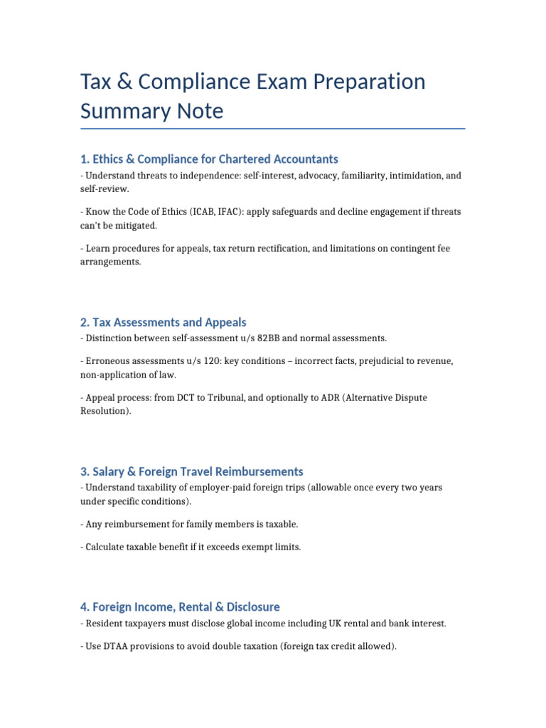 Tax Compliance Exam Prep Guide | PDF | Taxes | Value Added Tax