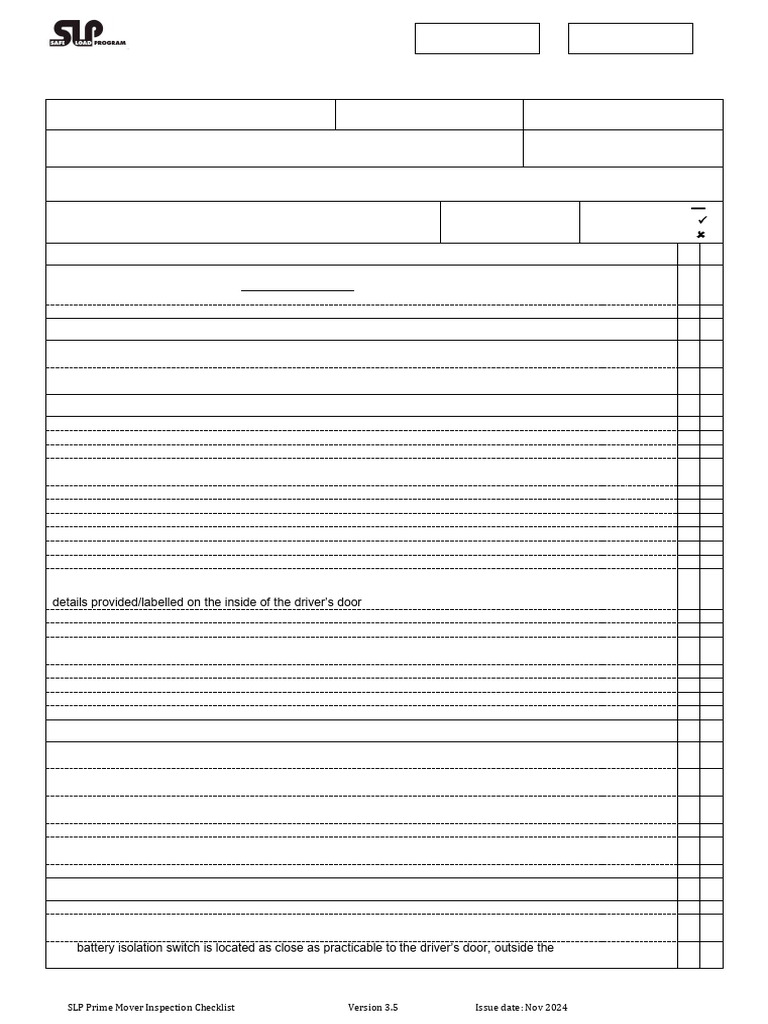 2020 Prime Mover Inspection Checklist OG7 V3.5 Nov2024 | PDF | Switch ...