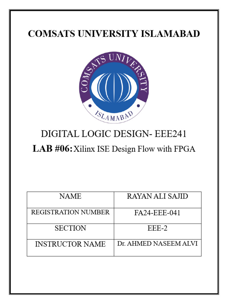 (Fa24-Eee-041) DLD Lab Report 6 | PDF