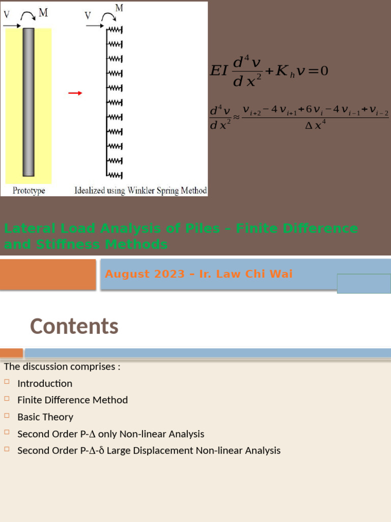 Lateral Analysis of Piles - Finite Difference | PDF | Finite Difference | Matrix (Mathematics)