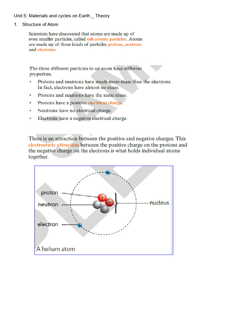 Unit 5 Materials and Cycle On Earth - Theory | PDF | Ice Age | Atoms