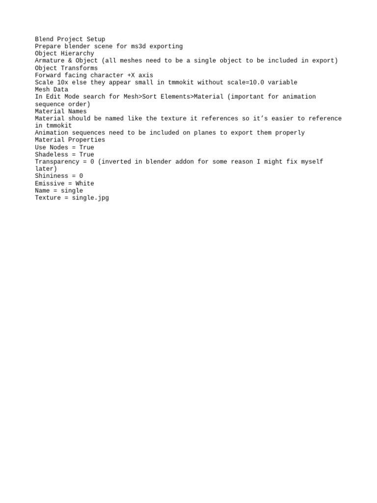 Blend MS3D Project Setup | PDF