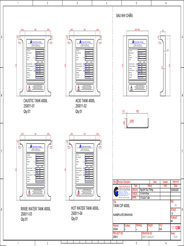 250011-A4-Nl-01 Nameplate Drawing Rev00 (Ban Mau) | PDF | Vietnam ...