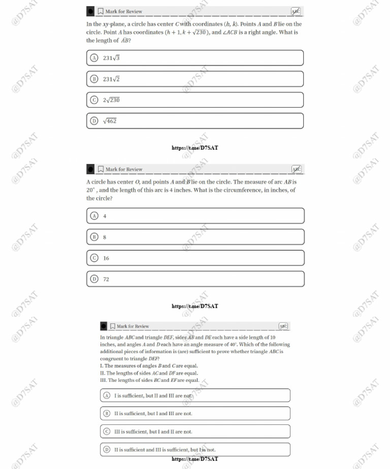Hard SAT Geometry Questions | PDF