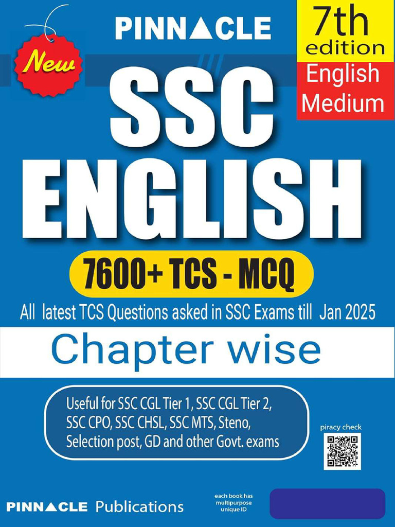 Demo 50 Pinnacle SSC English 7600 TCS MCQ 7th Edition 2025 English ...