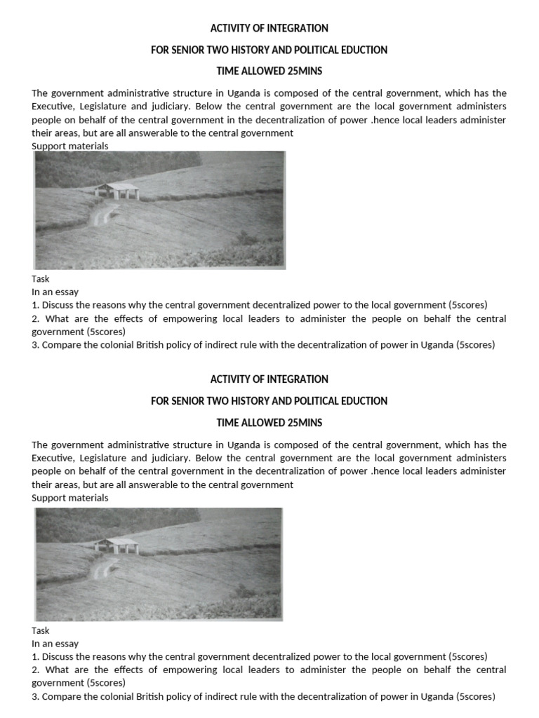Activity of Integration s.2 Class History - Mr. Ivan | PDF