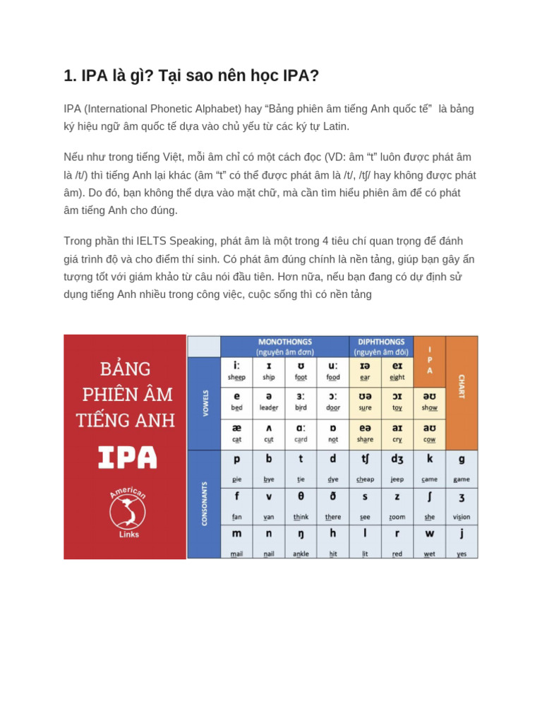 Bảng Phiên Âm IPA | PDF