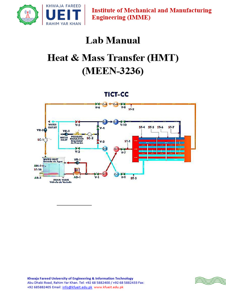 Lab Manual of Heat & Mass Transfer (HMT) - Spring-2025 | PDF | Heat ...