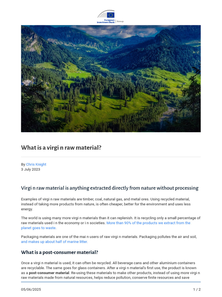 EIB Virgin Raw Material Nature | PDF | Recycling | Natural Environment