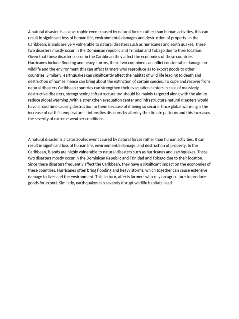 A Natural Disaster Is A Catastrophic Event Caused by Natural Forces ...