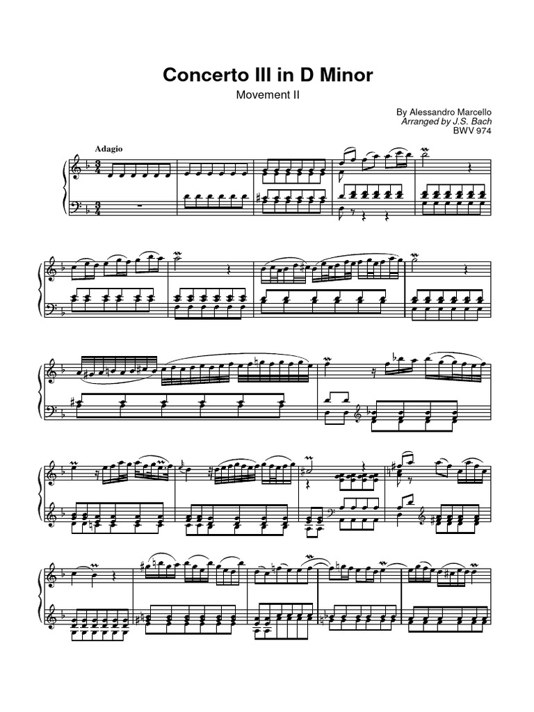 Concerto III in D Minor - Alessandro Marcelo | PDF
