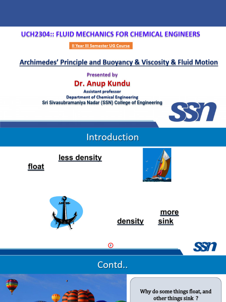 Archimedes' Principle and Buoyancy Viscosity Fluid Motion | PDF | Buoyancy | Fluid Dynamics