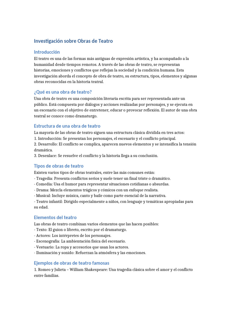 Guía Completa sobre Obras de Teatro | PDF | Teatro | Las artes escénicas