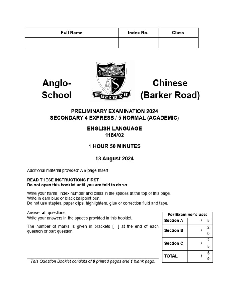 Acsbr Prelims 2024 4e5a Paper 2 QP | PDF | Paragraph | Human Communication
