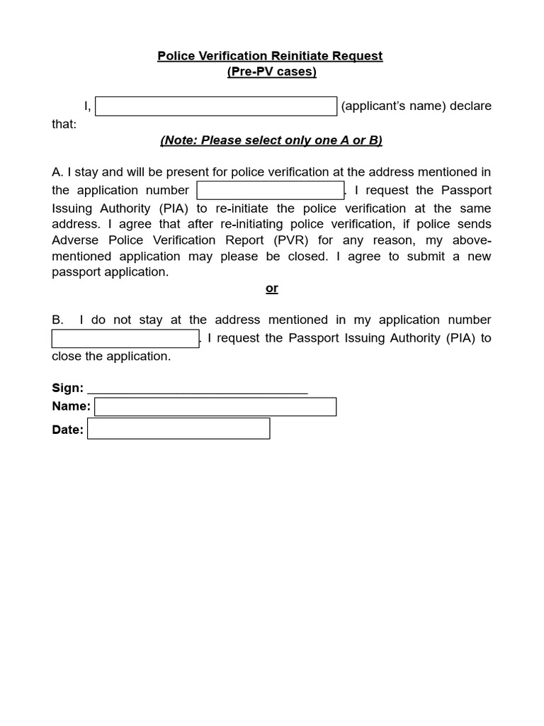 Reinitiate Police Verification Request | PDF