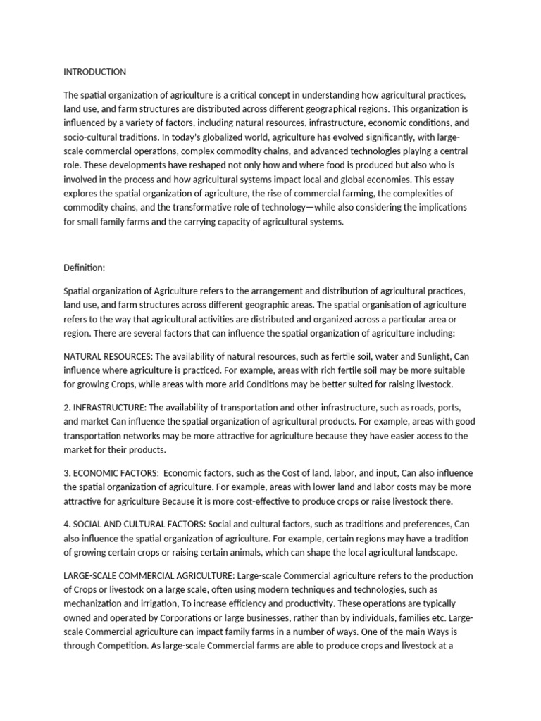 Spatial Organization of Agriculture Explained | PDF | Agriculture ...