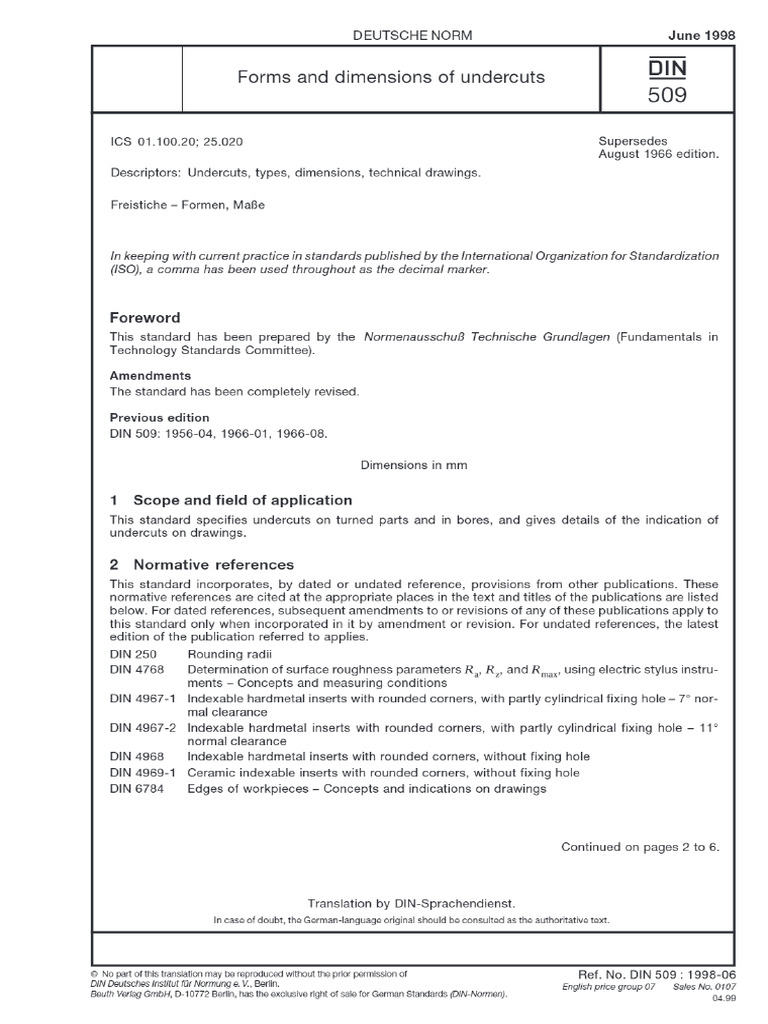 DIN 509 Undercut Types | PDF