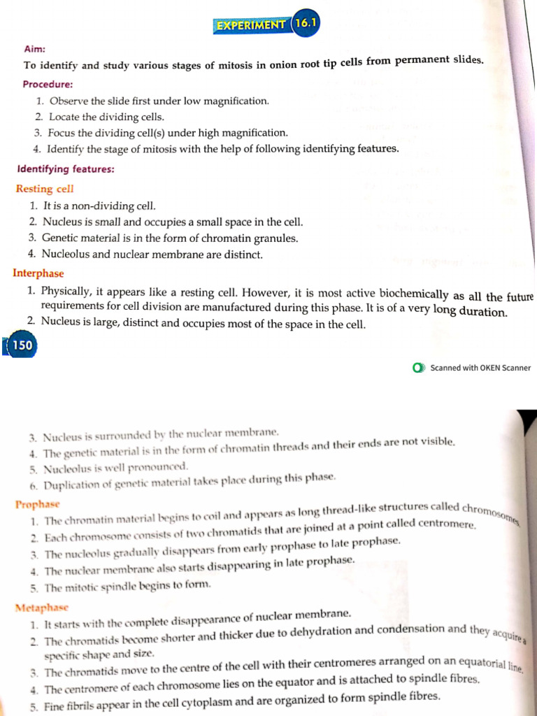 Experiment - 8,9 Class 11 Biology | PDF