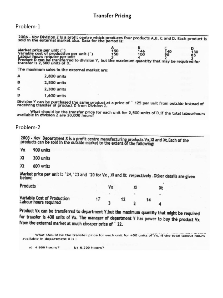 Revised Worksheet Transfer Pricing | PDF