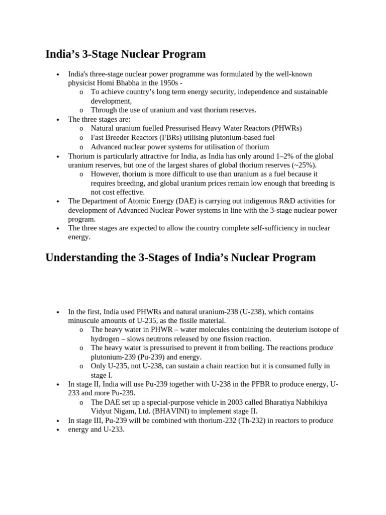 3 Stage Nuclear Programme | PDF