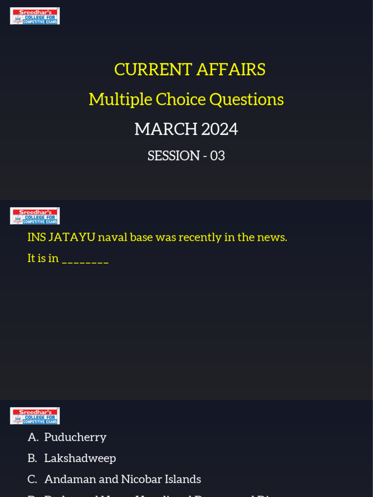 Current Affairs-Weekly Session-Ppt - Mains Session - March 2024 - III ...