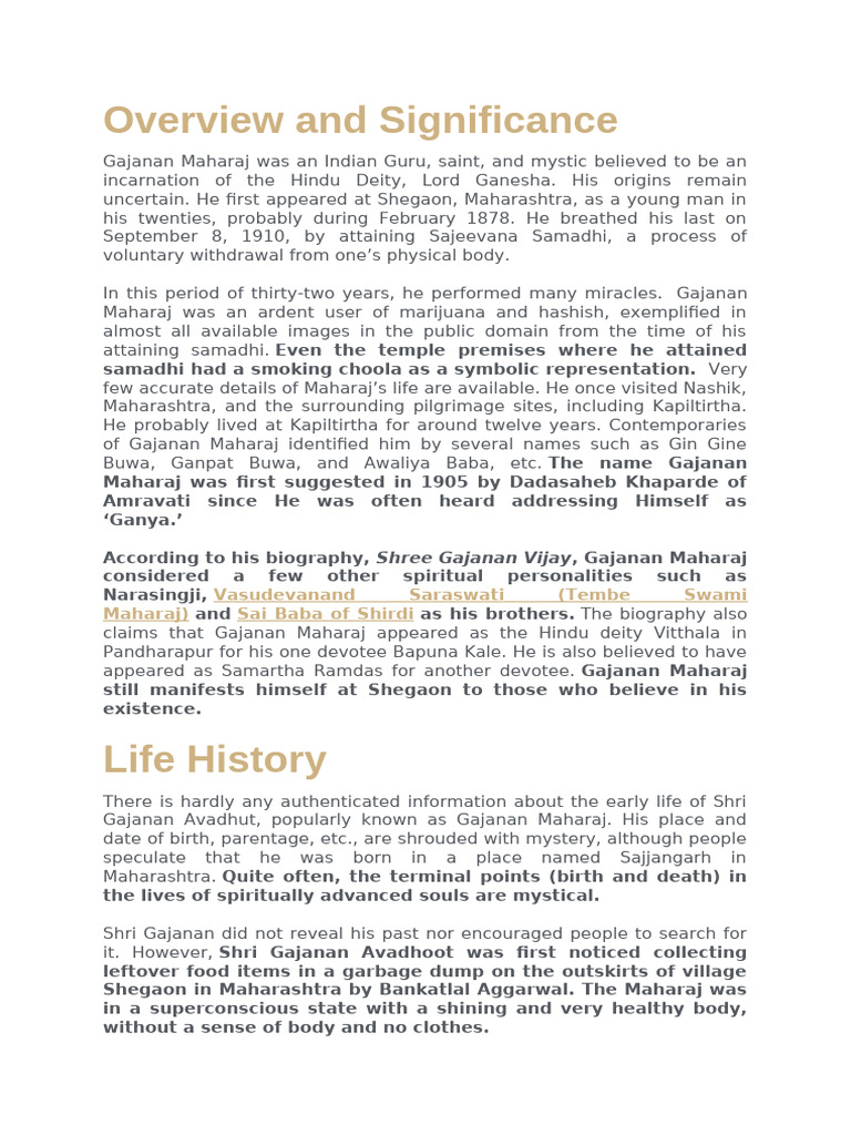 Gajanan Maharaj - Life Philosophy | PDF | Indian Religions