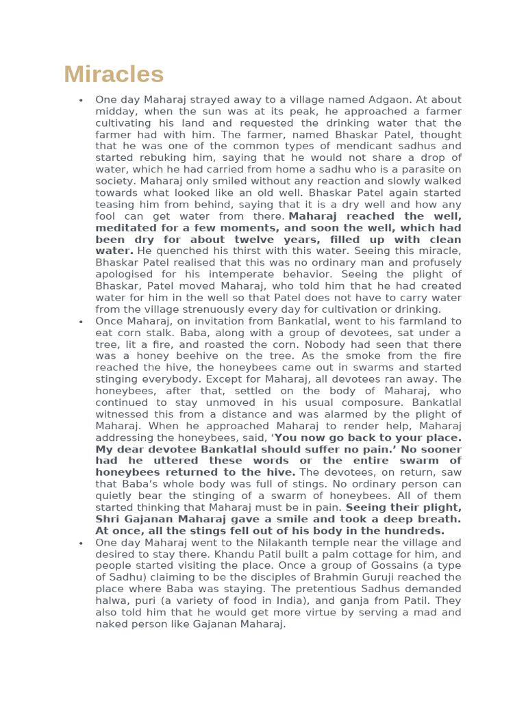 Gajanan Maharaj - Miracles | PDF