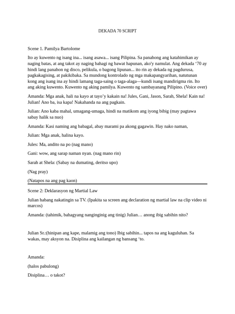 Dekada 70 Script | PDF