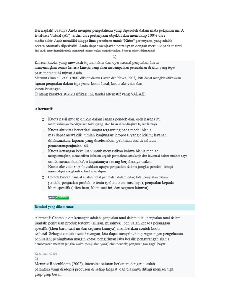 Ujian Manajemen Penjualan | PDF