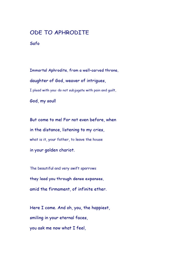 Ode To Aphrodite | PDF