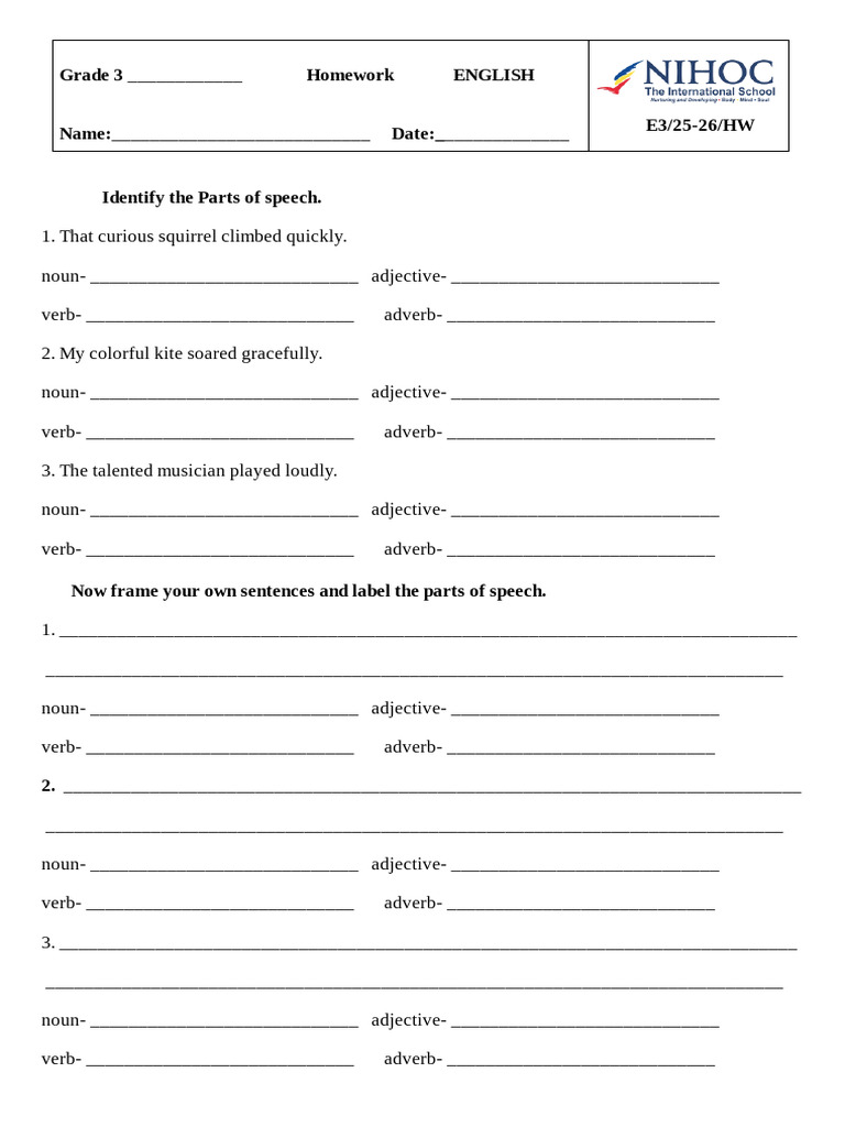 Weekend HW Sheet April Month | PDF | Verb | Adverb