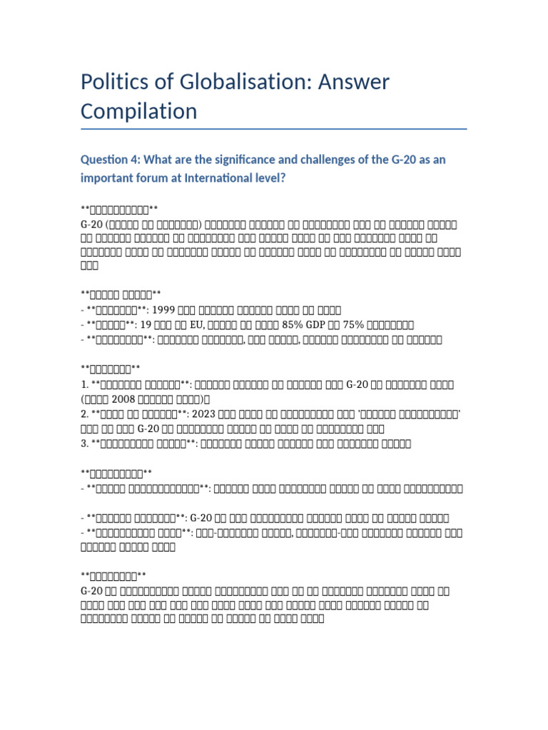 Politics of Globalisation Q4 Q5 Answers | PDF