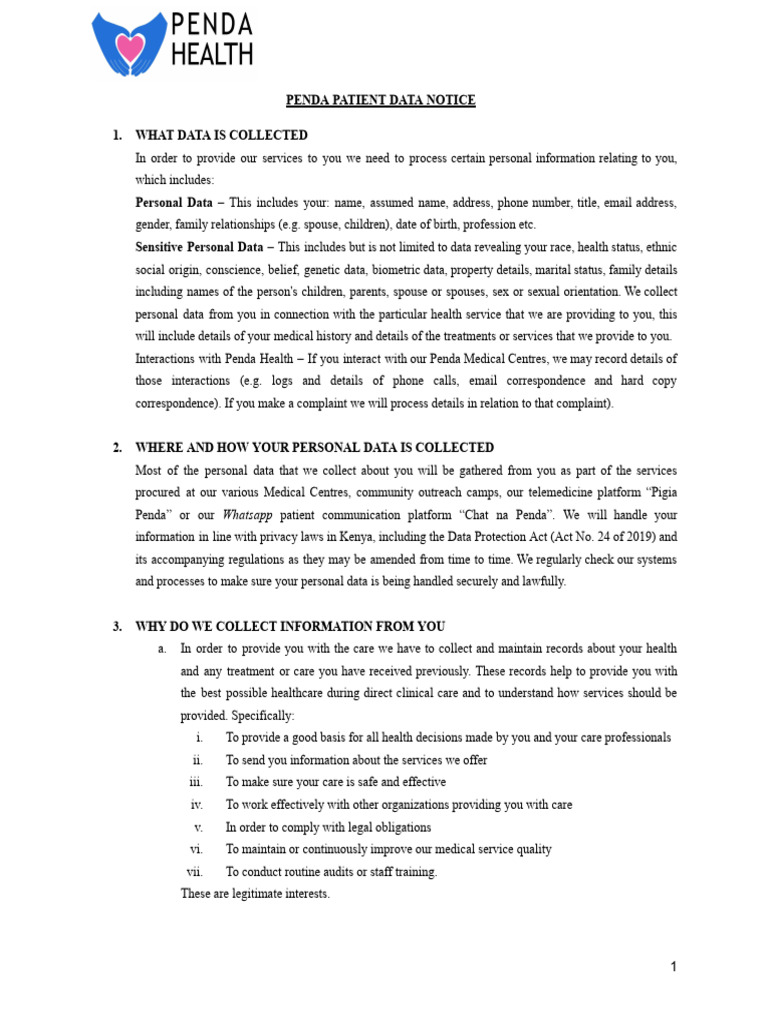 Penda Patient Data Notice-Updated 18.12.24 | PDF | Health Care ...